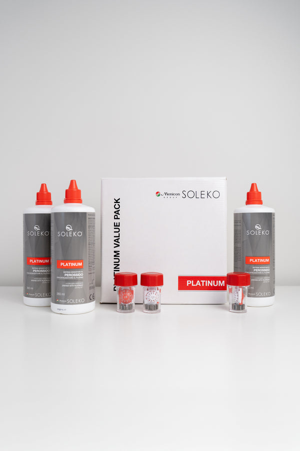 Menicon Soleko Platinum Hydrogen Peroxide Solution Value Pack – 3 x 36 – One Stop Dry Eye Shop